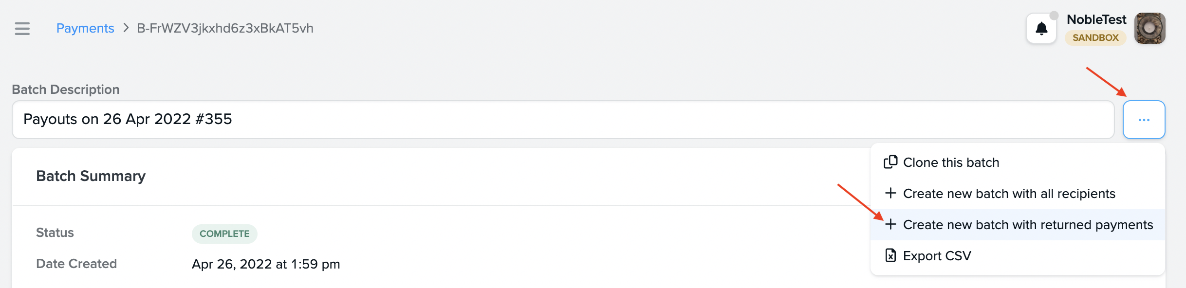Resend a Returned Payment