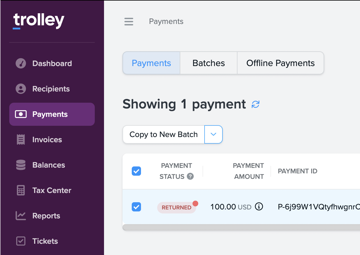 Resend a Returned Payment