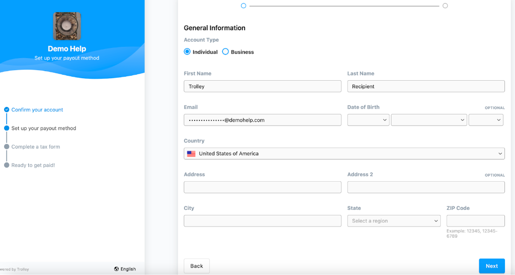 Recipient Profile Setup