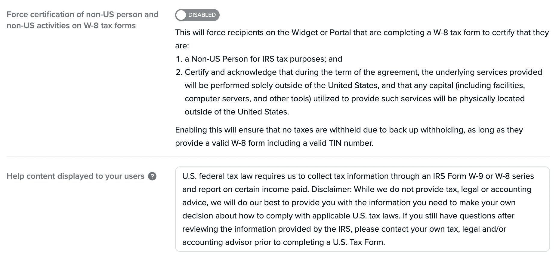 Configuring Tax Forms